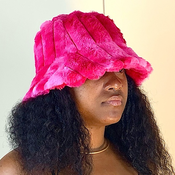 Accessories | Womensmens New Hot Pink Barbiecore Tie Dye Faux Fur Fuzzy ...